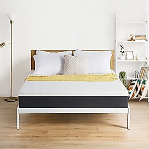 Olee Sleep Eos 10-Inch Memory Foam Mattress in Grey, Twin & 18 Inch Tall Heavy Duty Steel Slat/Anti-Slip Support/Easy Assembly/Mattress Foundation, Black