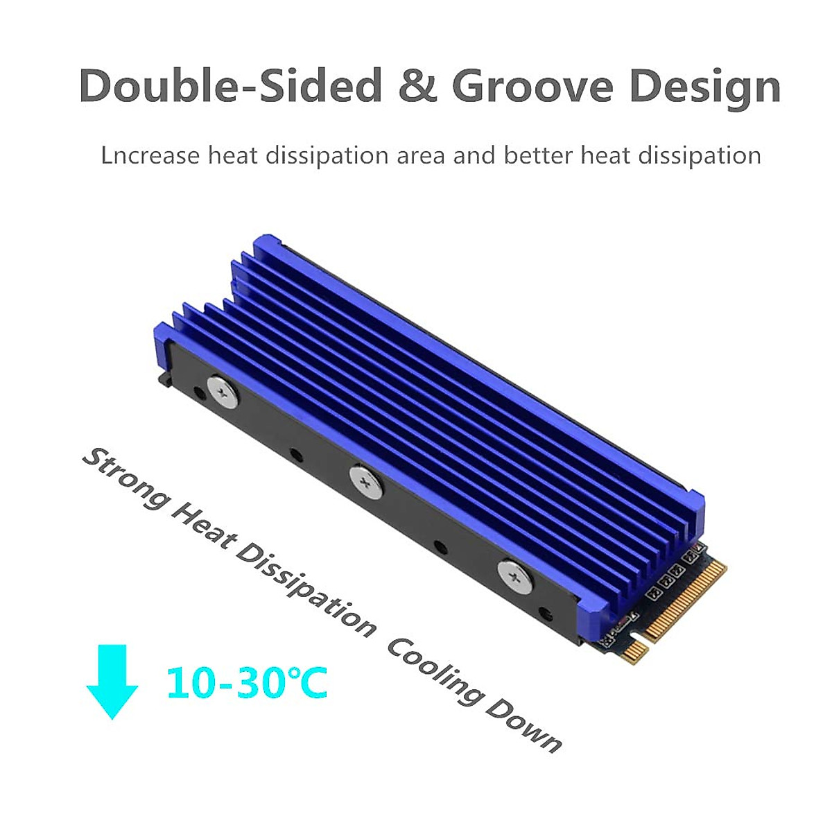 NVMe Heatsinks for M.2 2280mm SSD Double-Sided Cooling Design（Blue）
