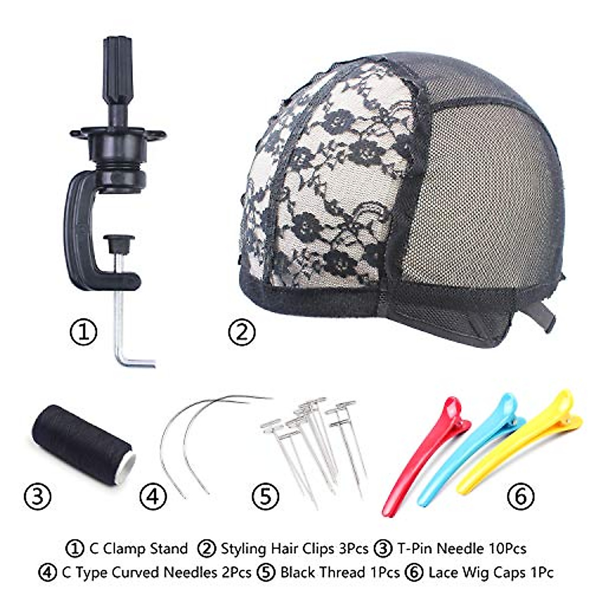 Eerya 21-24 Inch Canvas Block Head Set for Wig Display Making Hair Weave and Styling Mannequin Head with Mount Hole C Stand, Styling Hair Clips, T Needle, C Needles, Thread, Lace Wig Caps (22 Inch)