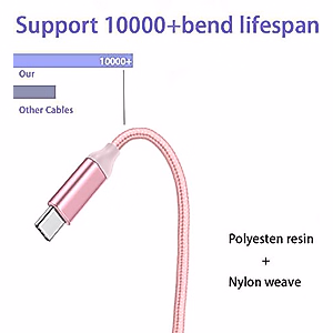 Awnuwuy [2 Pack 10FT] USB Type C Charging Cable Pink, Long Android Auto Cable, USB A to USB C Quick Charge Cord for Samsung Galaxy S10 S9+ S8 A21S A10e, Xiaomi Redmi Note 9 8, Moto Z4 Z3, Car Charger