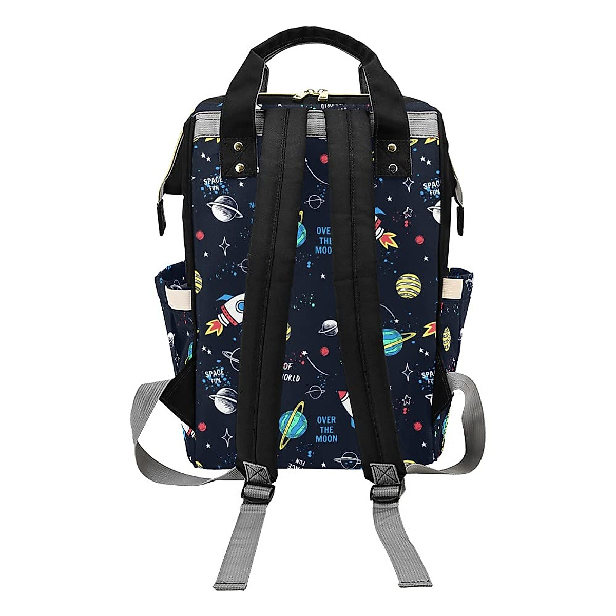 Yeshop Personalized Diaper Backpack Space Planet Rocket Multi Function Diaper Bag Travel Daypack Nursing Nappy Bag