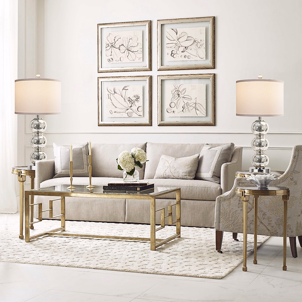 Set of 2 Table Lamps for Living Room Glass Triple-Sphere 27" Tall Table Lamp Contemporary Bedside Desk Nightstand Lamp for Bedroom Living Room Office, Mercury Silver/Chrome