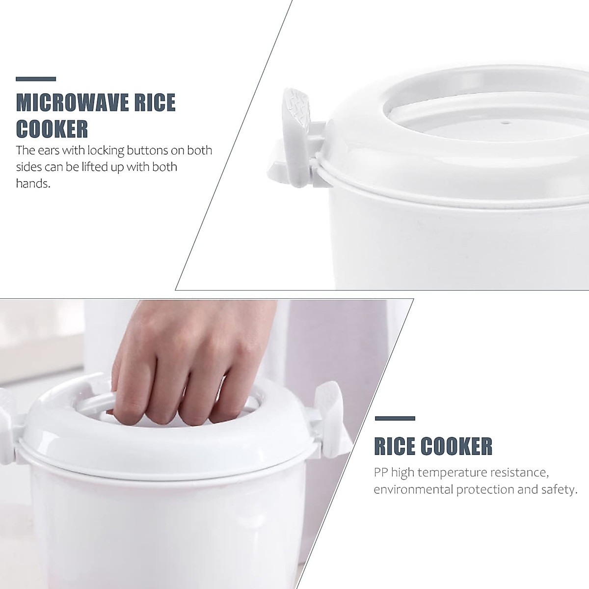 DOITOOL Microwave Rice Cooker Small, Microwave Rice Cooker Steamer, Microwave Rice Maker for Home Kitchen Cooking Supplies (21 x 17.5 x 14cm)