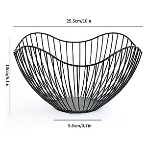 CurcKua Fruit Basket Metal Bowl Iron Wire Snack Storage Vegetable Holder Wave Shape for Kitchen Countertop.