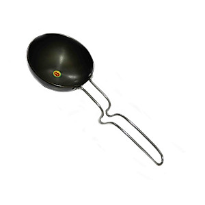 WhopperOnline Essential Non-stick Hard Anodized Tadka Frying Pan with Wire Handle, Spice Heating Pan, Temper Pan - Black, 11 inch