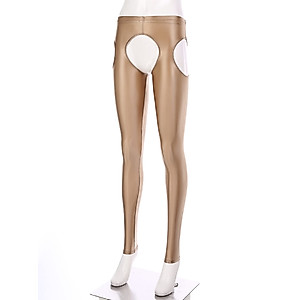 Agoky Women's High Waist Gym Leggings Tights Hollow Compression Workout Yoga Pants Coffee One Size