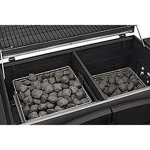 Dyna-Glo Silver/Black Porcelain/Cast Iron X-Large Premium Dual Chamber Charcoal Grill