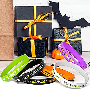FEPITO 36Pcs Halloween Silicone Wristbands Halloween Party Goodie Bag Filler Trick or Treat Gifts, 6 Styles