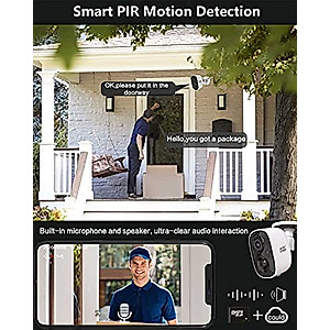 Security Camera Outdoor, Wireless Rechargeable Battery Powered 1080P HD WiFi IP Home Surveillance Cameras, Indoor Smart Cam w/ Night Vision/PIR Motion Detection Sensor/Siren Alarm/SD Slot/2-Way Audio