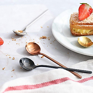 BENEKIY 10 Pack Espresso Spoons,Black Plated Stainless Steel Mini Teaspoons Set for Coffee Sugar Dessert Cake Ice Cream Soup Antipasto Cappuccino