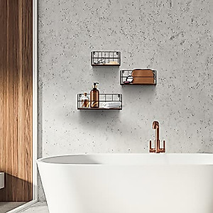 HORLIMER Floating Wall Shelves Set of 3, Rustic Wood Wire Frame Hanging Shelf for Bathroom Bedroom Living Room Kitchen