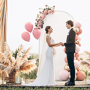 CANKOO 7.2FT Wedding Arch Backdrop Cover, Spandex Fitted Arch Cover for Round Top Chiara Backdrop Stand, Arch Backdrop Stand Cover for Birthday Party Decoration (White)