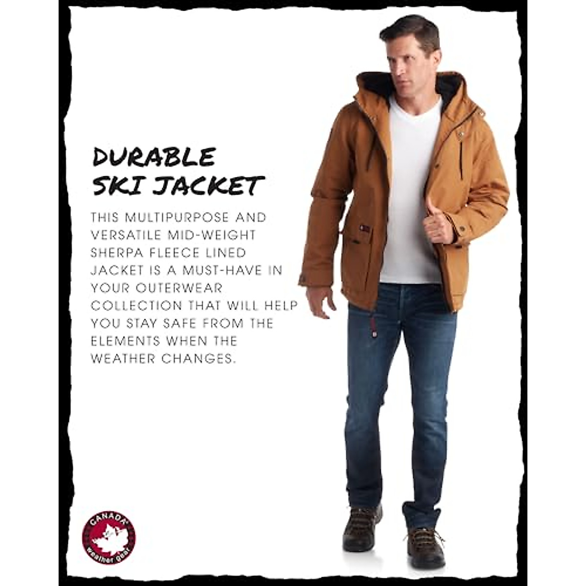 CANADA WEATHER GEAR Men's Winter Coat – Heavyweight Weather Resistant Sherpa Fleece Lined Parka Jacket (M-XXL), Size Medium, Oak