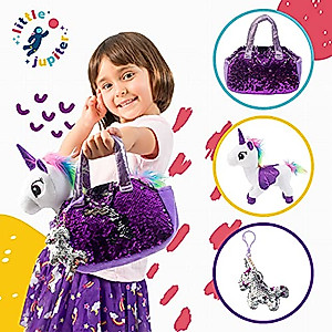 Little Jupiter Plush Pet Set with Purse - Unicorn Toys - Unicorn Stuffed Animal - Unicorn Gift for Girls - Unicorns (White Unicorn) Age 4-5 - 6-7 yrs