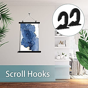 100 Pieces Scroll Hooks Home Decor Wall Poster Scroll Wall Hooks Hanging Hook for Exhibition Decor Office Decor Gallery Decor 1.7 cm/ Per Piece, Black