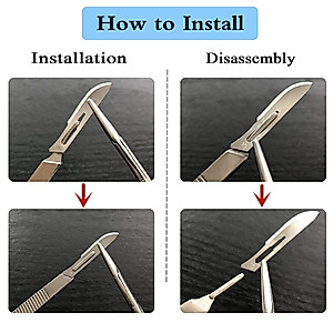 Surgical Grade Blades #11 10pcs Sterile with #3 Scalpel Knife Handle for Biology Lab Anatomy, Practicing Cutting, Medical Student, Sculpting, Repairing