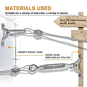 Ruesious Outdoor String Light Hanging 262FT Wire Rope Wire Guide Wire for Outdoor String Lights Kit Heavy Duty Globe String Garden Wire for Climbing Plants Hooks for Indoor and Outdoor Lights