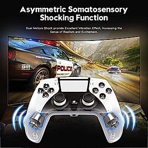 UeeVii Wireless PS4 Controller with Strike Pack, Game Controllers for Playstation 4/PS4 Pro/PS4 Slim with Back Paddles for Custom Mapping Dual Shock Six-axis Audio Touch Pad Function 1000mAh Battery