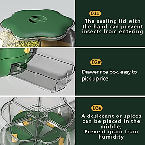 MIGHTYDUTY 6 Grid Rotating Food Dispenser Cereal Containers Storage Dispenser 360° Rotatable 15 lb Grain Storage Household Kitchen Storage Container for Rice, Beans, Grains Plum Type White