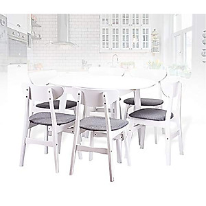 Extendable Round Dining Room Table Modern Solid Wood, White Color