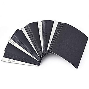 1/4 Sheet Sandpaper Assorted 80/120/180/240/320 Grit Hook & Loop or Clip on Sander Sheets 5.5" x 4.5" Silicon Carbide Sanding Sheets for Wet/Dry Palm Sanders Polishing Accessories, 50PCS…