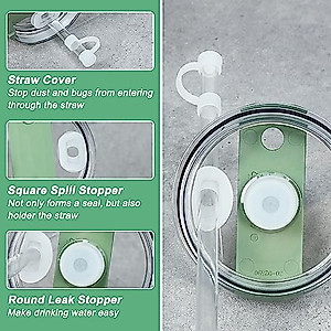 9 Pack Silicone Spill Proof Stopper, Compatible With Stanley Cup 1.0 40oz/ 30oz, Leak Stopper Tumbler Accessories with 3 Straw Cover Cap, 3 Square Spill Stopper and 3 Round Leak Stopper