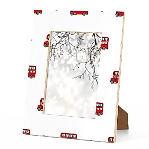 Red Fire Truck 4x6 Picture Frame, Cartoon Lovely Wooden Photo Frames for Tabletop and Wall Display, Picture Frame Home Office Decor