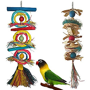 Fetch-It Pets 2 Pack Bird/Parrot Chewriffic & Hat Hat Hooray Foraging Toys Suitable for Small Parakeets, Cockatiel, Conures, Finches, Budgie, Macaws, Parrots, Love Birds