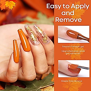 modelones 20 Colors Gel Nail Polish Kit- Fall Winter 24 Pcs Gold Orange Gel Polish Set Yellow Brown Soak Off Nail Polish Kit with Bond Primer Glossy& Matte Top Base Coat DIY Nail Art