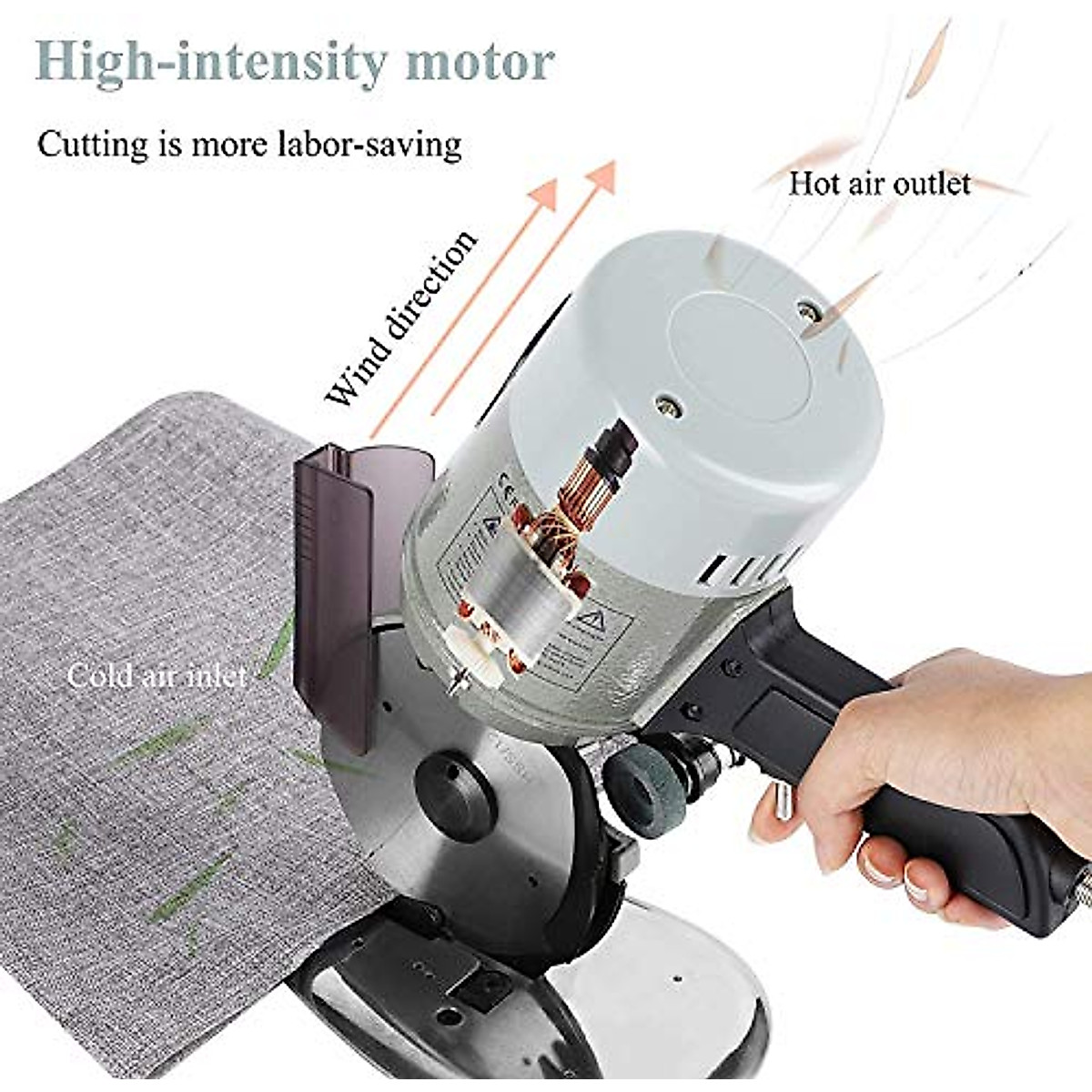 CGOLDENWALL YJ-125A Octagonal Electric Fabric Cutter Cloth Cutting Machine Electric Scissors for Cloth Textiles Paper Leather Rubber and Carpet With Sharpening Device & Blade Diameter 125mm 110V