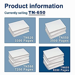 TN650 TN-650 High Yield Compatible Toner Cartridge Replacement for Brother TN650 for MFC-8460N 8890DW HL-5240 5250DN DCP-8085DN 8080DN Printer (TN6501PK) up to 8,200 Pages