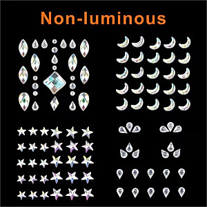 Face Gems, 7 Sets Luminous Face Jewels and 4 Sets Non-luminous Face Gems Rhinestone Stickers, Body Makeup Halloween Rainbow Tears Glow in The Dark Rave Accessories