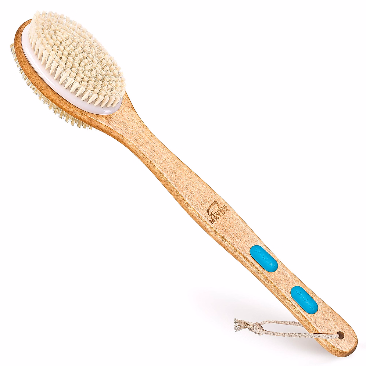 Back Brush Long Handle for Shower - Soft and Firm Double Sided Exfoliating Bath Body Scrub Brush for Men and Women - Use Back Showering Scrubber Wet for Washing / Scrubbing - Use Dry for Exfoliation