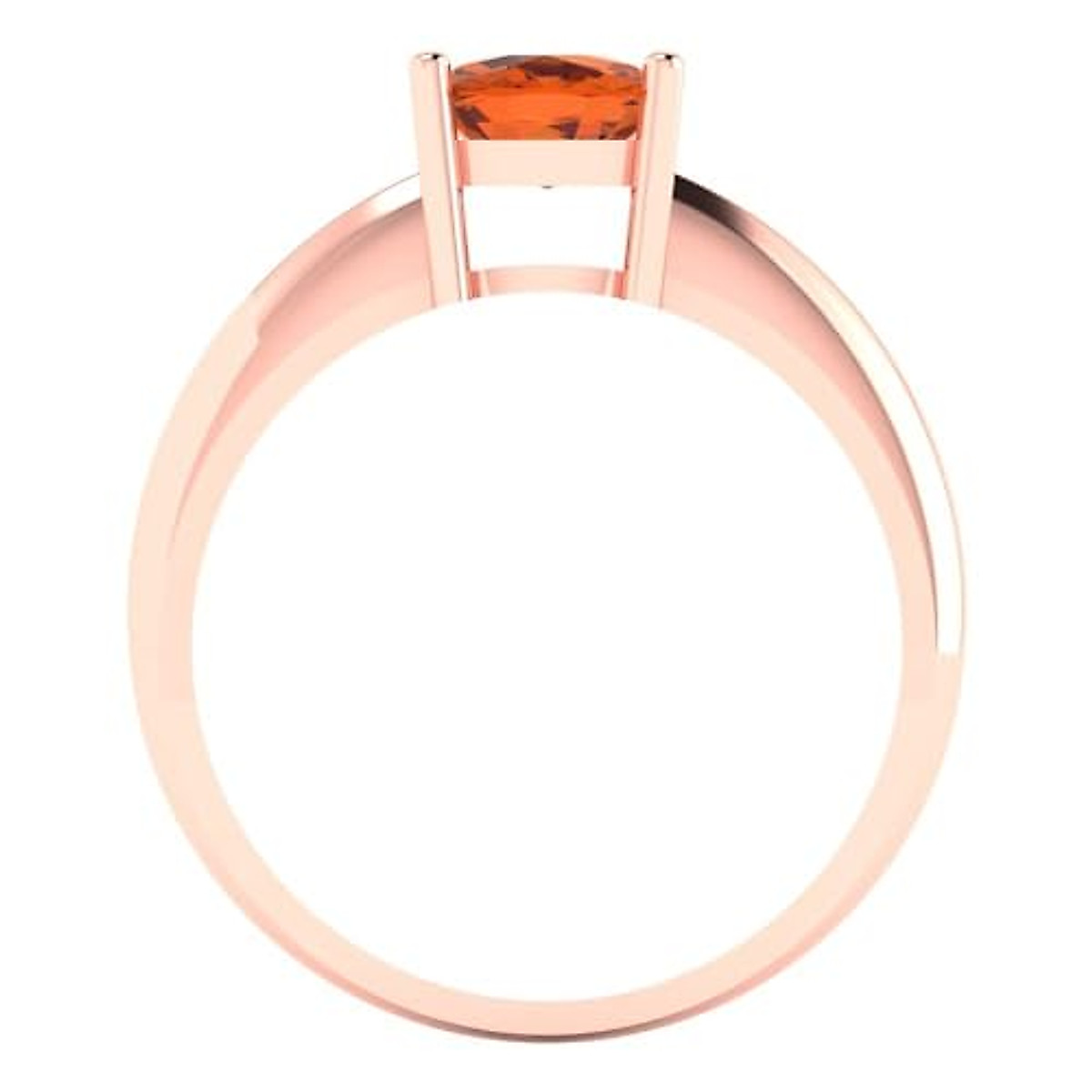 Clara Pucci 1.50 ct Cushion Cut Solitaire Red Simulated Diamond Wedding Bridal Designer Anniversary Engagement Ring Real 14k Rose Gold
