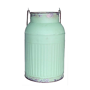 SHINGONE French Country Style Large Metal Vase Shabby Chic Milk Can Vase Pot Flower Holder for Home Garden Decoration