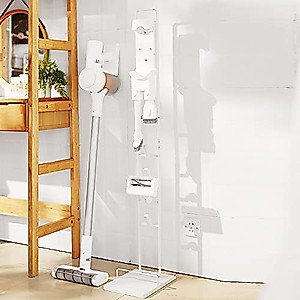 IZSOHHOME Vacuum Stand for Dyson,Handheld V15 V11 V10 V8 V7 V6 DC30 DC31 DC34 DC35 DC58 DC59 DC62 Cordless Vacuum Cleaners,Stable Metal Storage Bracket Holder(White)