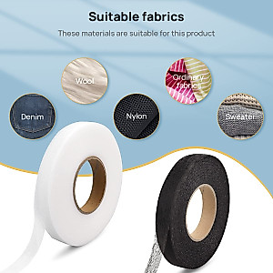 140 Yards Iron on Hemming Tape, 2 Rolls 0.59 inch Hem Tape No Sew No Iron, Iron on Tape for Hemming, Stitch Witchery Tape Sewing Tape, Fusible Tape Adhesive Wonder Web for Curtain, Pants, Clothes