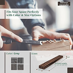 BoscoMondo 54 Inch Fireplace Mantel - Solid Rustic Wood - Wall Mounted Floating Farmhouse Shelf - with Invisible Heavy Duty Metal Bracket (54", Grey)