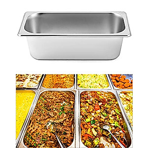 QWORK 1/3 Size Steam Table Pans, 6 Pack 4 Inch Deep 304 Stainless Steel Commercial Food Warmers, for Restaurants and Hotels, Anti-Clogging Table Steaming Pan