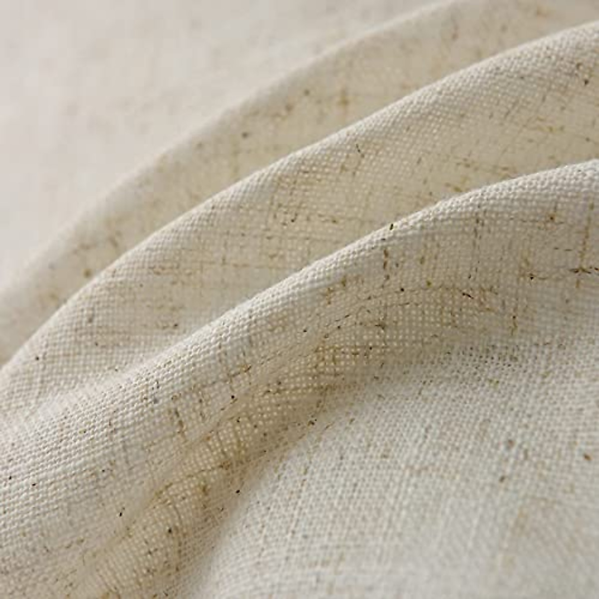 Valea Home Linen Curtains Panel 54 inch Long Light Filtering Rod Pocket Crude Drapes for Bedroom Living Room Farmhouse Window Treatment Panels, Natural, 1 Panel