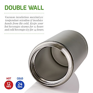 Ovente Stainless Steel Vacuum Insulated Coffee Water Mug, 16 oz Portable Double Wall Handheld Tumbler with Tea Infuser, BPA-Free Spill Proof Travel Friendly for Hot Cold Beverage, Gunmetal MSA16G