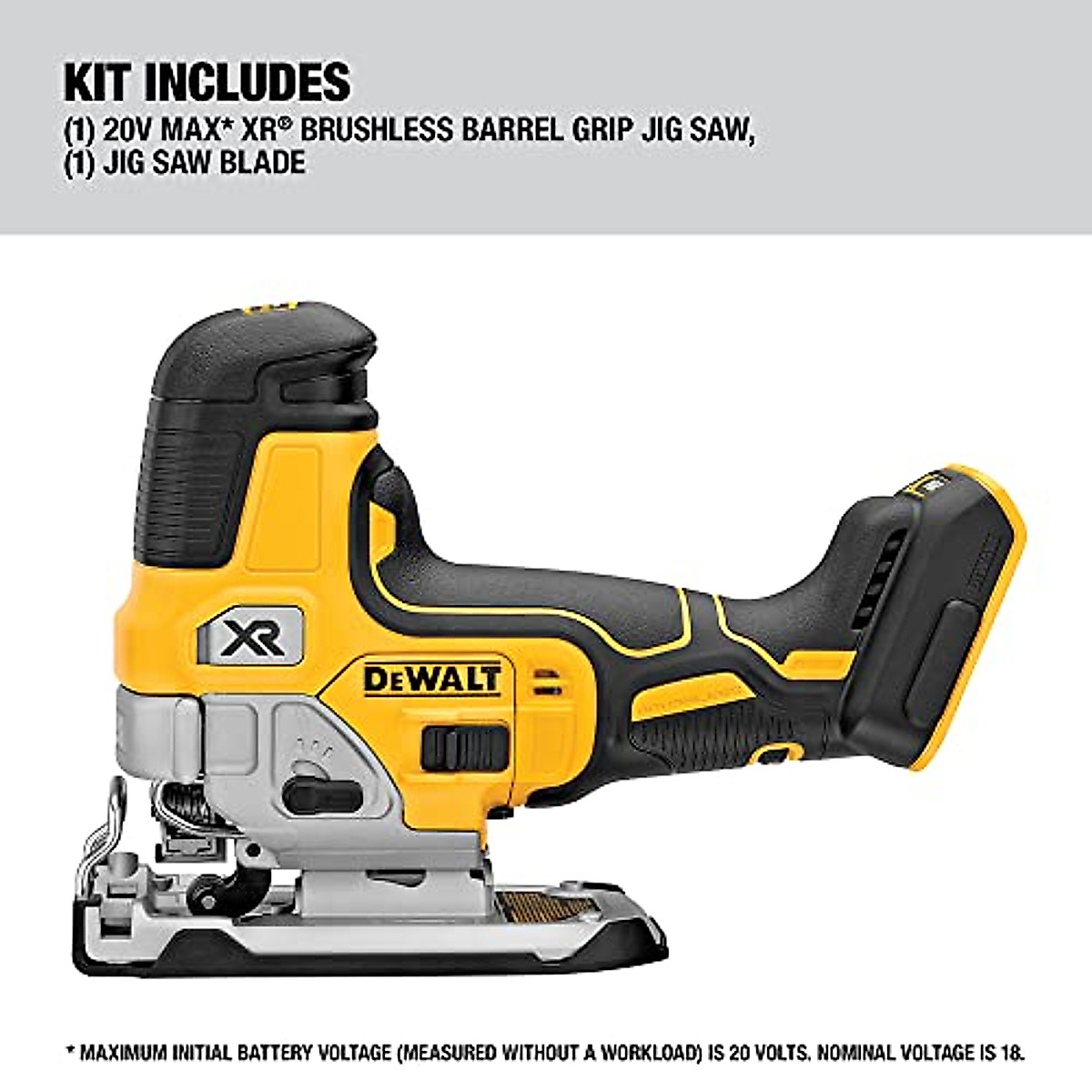 DEWALT 20V MAX Jig Saw, Barrel Grip, Tool Only (DCS335B) , Black