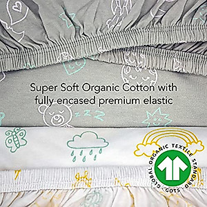 Luvberries 100% Organic Cotton Bassinet Sheets (Set of 2) for The Guava Lotus Travel Bassinet - Baby and Newborn, Fitted Bassinet Sheets, for Boys & Girls (Day and Night)