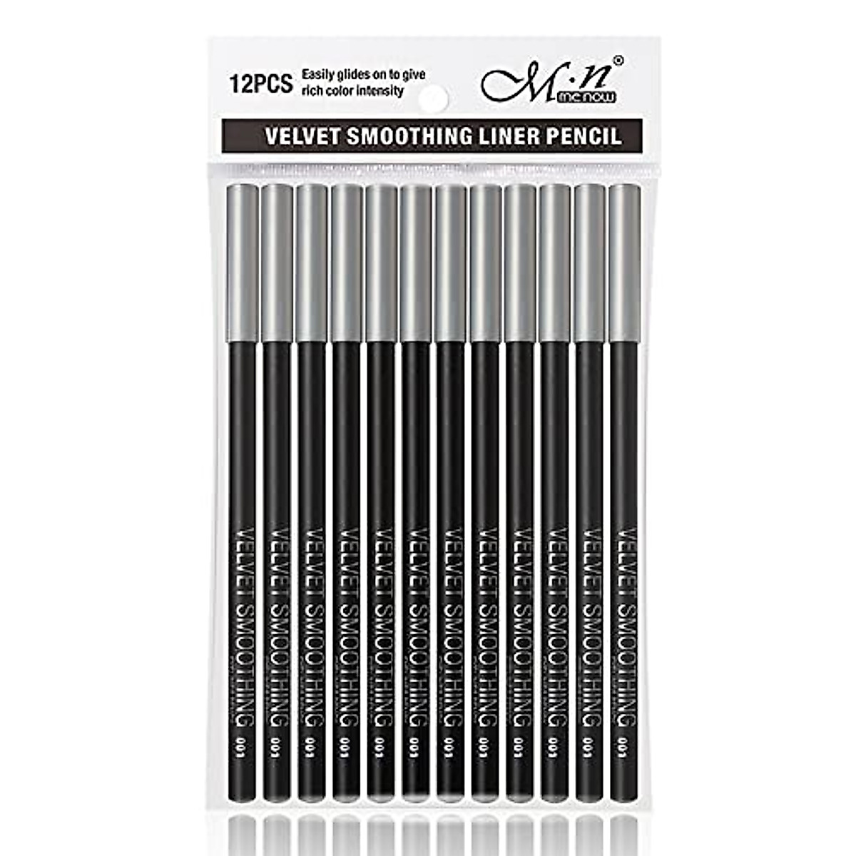 Black Eyeliner Pencil Set - 12 PCs Smudge Proof Matte Waterproof Long Lasting Makeup Eye Liners