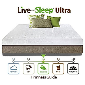 Live & Sleep Ultra Queen Mattress, Gel Memory Foam Mattress, 12-Inch, Cool Bed in a Box, Medium-Firm Advanced Support - CertiPur Certified - Queen Size
