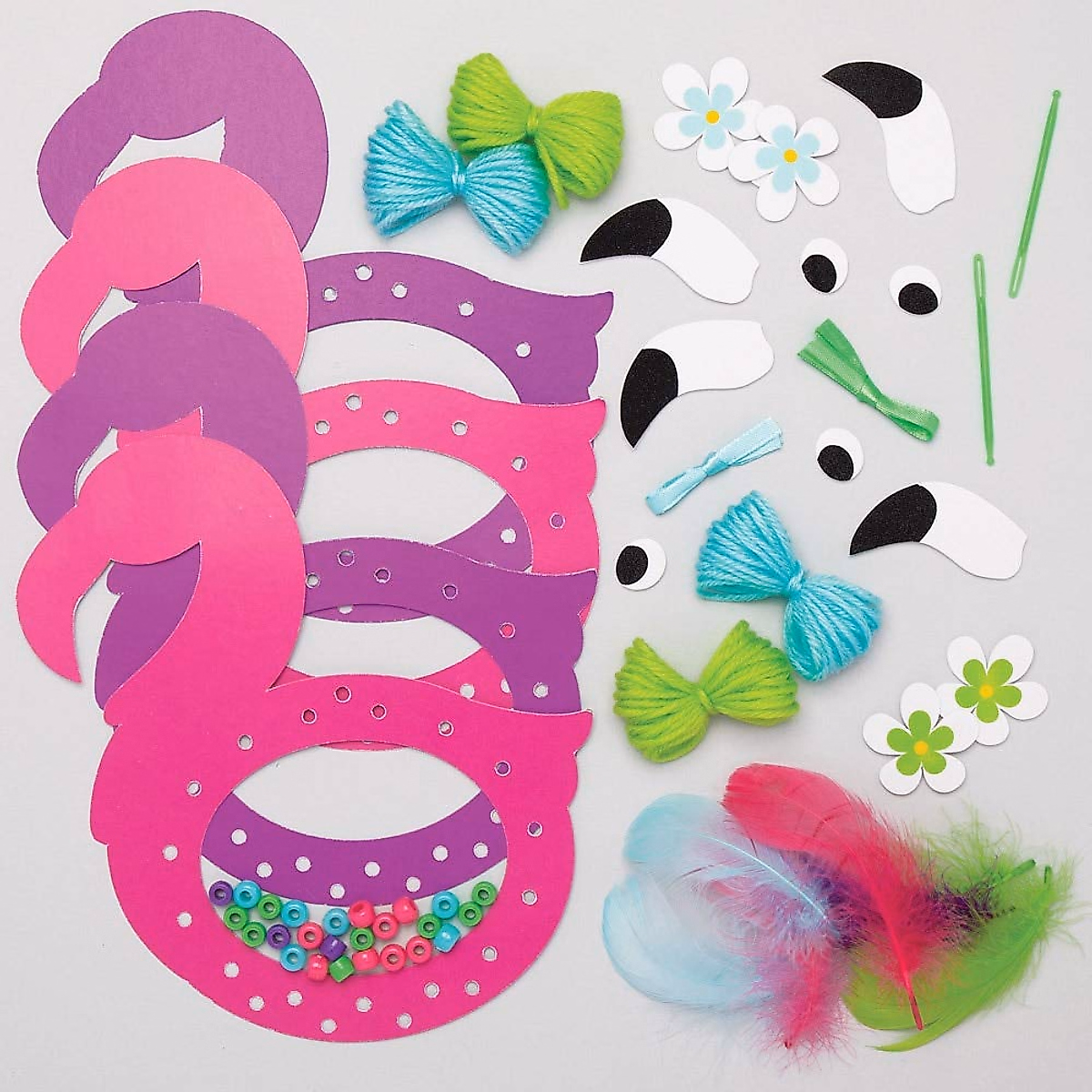 Baker Ross AT701 Flamingo Dreamcatcher Kits - Pack of 4, for Kids Arts and Crafts Projects