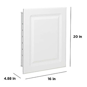 American Pride Recess-Mount Raised Panel Door Medicine Cabinet, 16" x 20", Steel Body, White