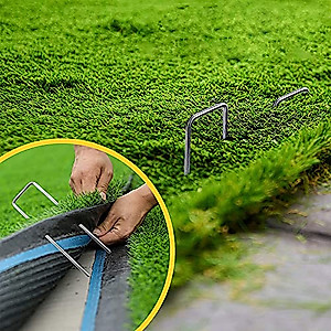 Zevlux Landscape Staples 6 Inch 50pcs 11 Gauge Garden Stakes, Heavy Duty Galvanized Garden Staple for Fences, Lawns, Weed Barriers, and Landscape Fabrics, Netting, Irrigation Hose, Floor Mats (6inch)