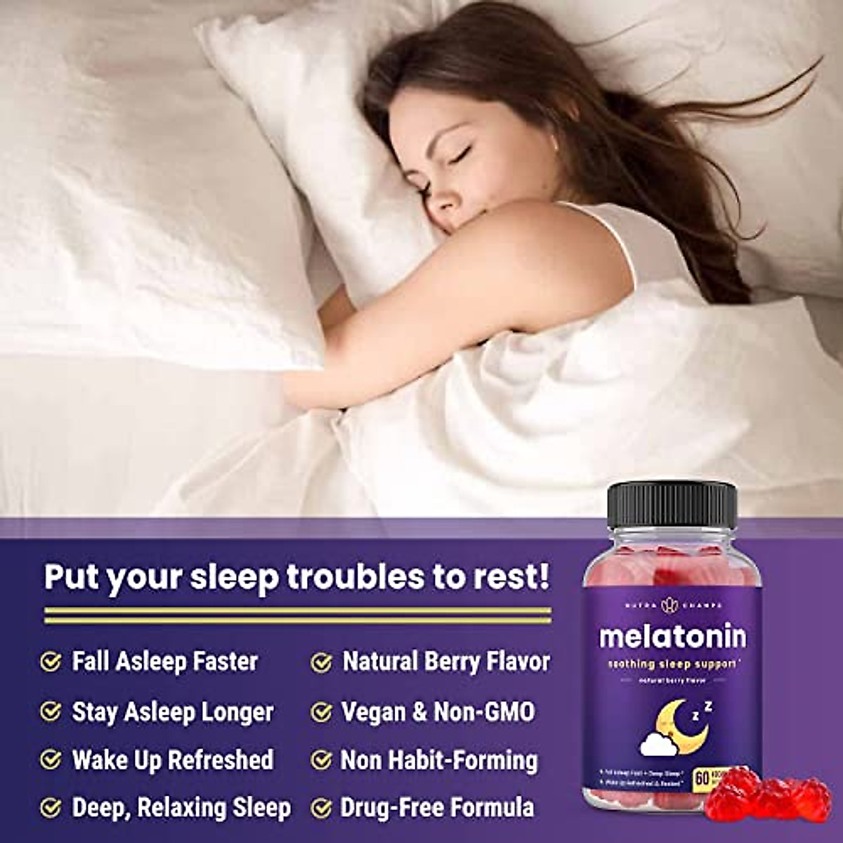Melatonin Gummies for Kids & Adults | Natural Sleep Aid Drug-Free, Vegan Berry Flavor Kids Melatonin Gummy Supplement | 120 Sleep Gummies | 2.5mg, 5mg or 10mg Dose | Sleeping Pills Substitute (2-Pack)