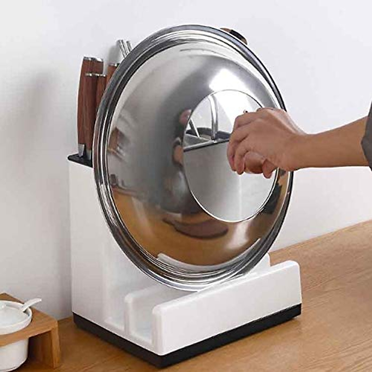 GANFANREN Kitchen Utensil Plastic Scissors Knife Holder Cutting Board Holder Draining Rack Storage Shelf Organizer Chopping Knife Rack